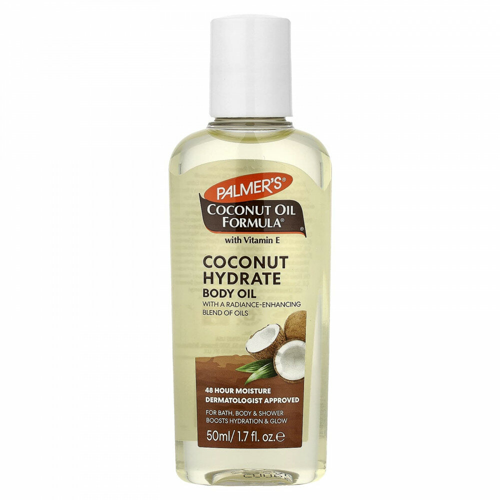Palmer's, Формула кокосового масла с витамином Е, кокосовое гидратное масло для тела, 50 мл (1,7 жидк. унц.)