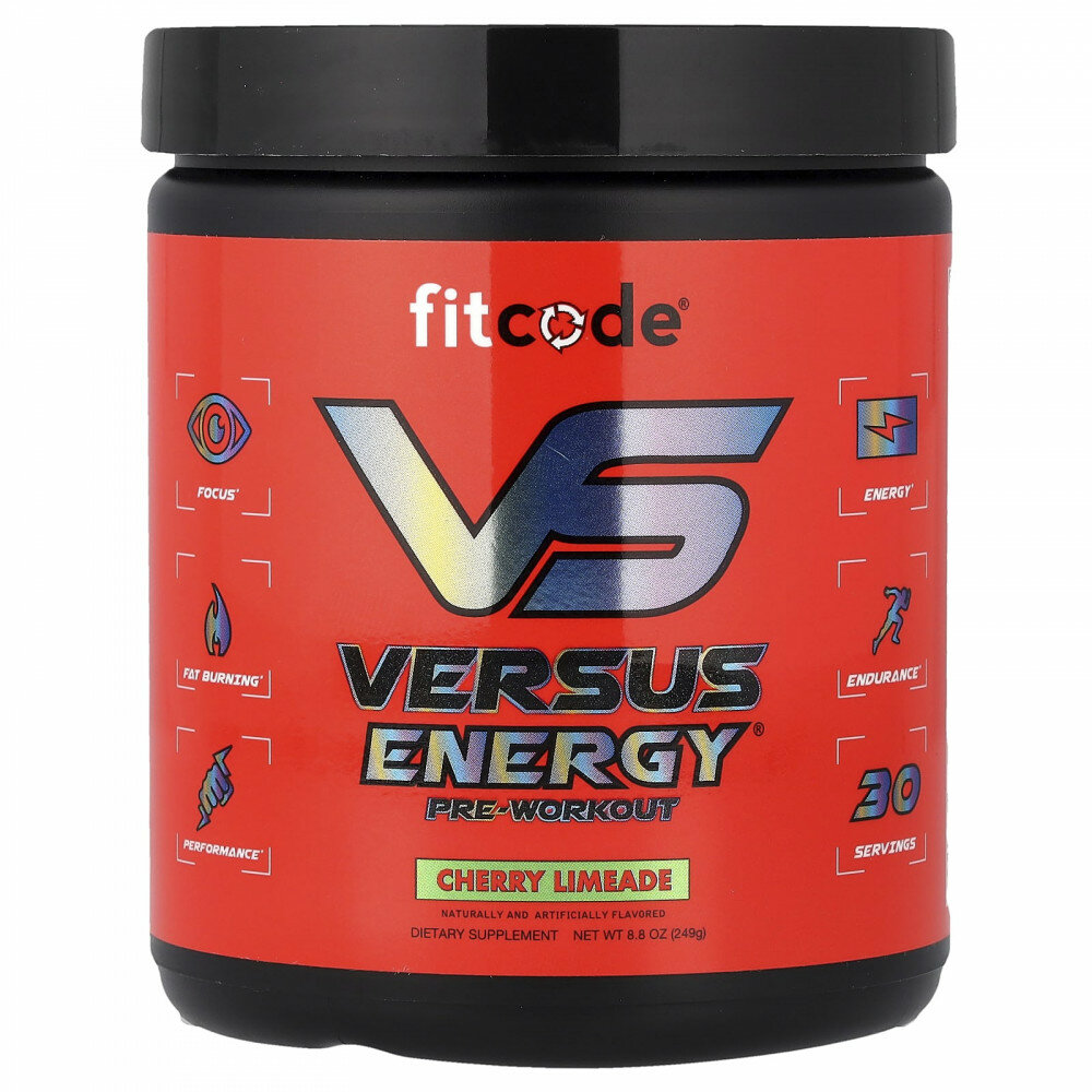 Fitcode, Versus Energy®, предтренировочный комплекс, вишневый лаймад, 249 г (8,8 унции)