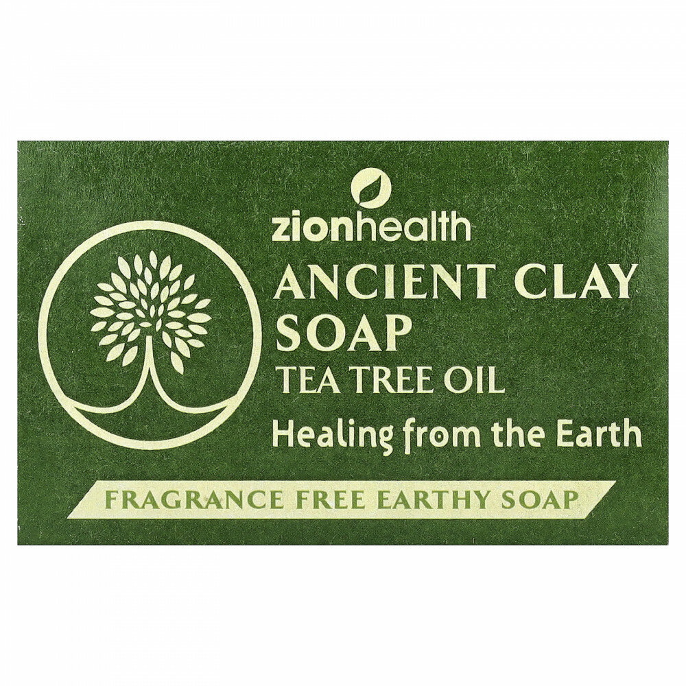 Zion Health, Кусковое мыло из древней глины с маслом чайного дерева, без отдушек, 170 г (6 унций)