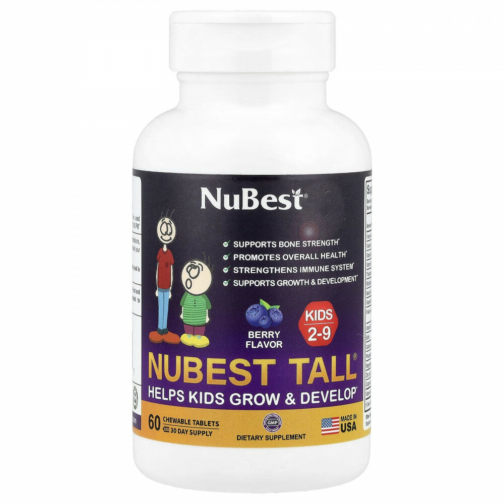 NuBest, Tall®, для детей от 2 до 9 лет, ягодный, 60 жевательных таблеток