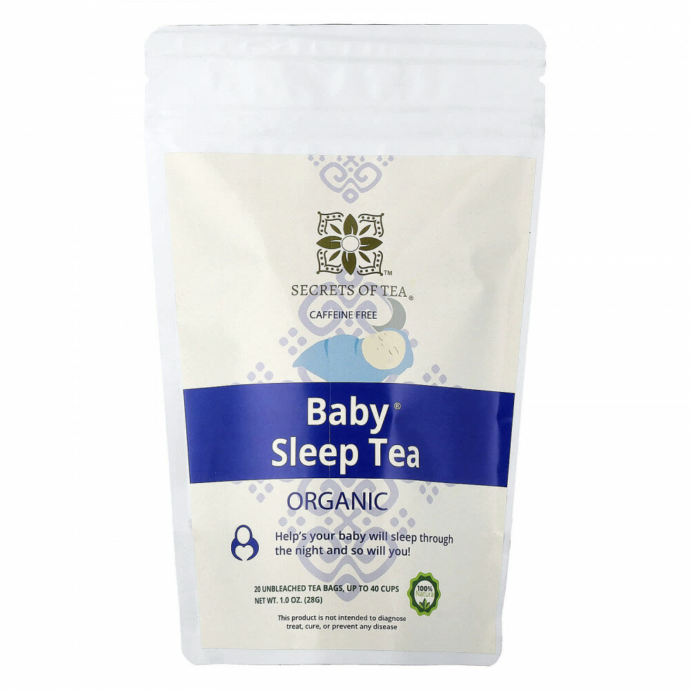 Secrets of Tea, Organic Baby® Sleep Tea, без кофеина, 20 неотбеленных чайных пакетиков, 28 г (1 унция)