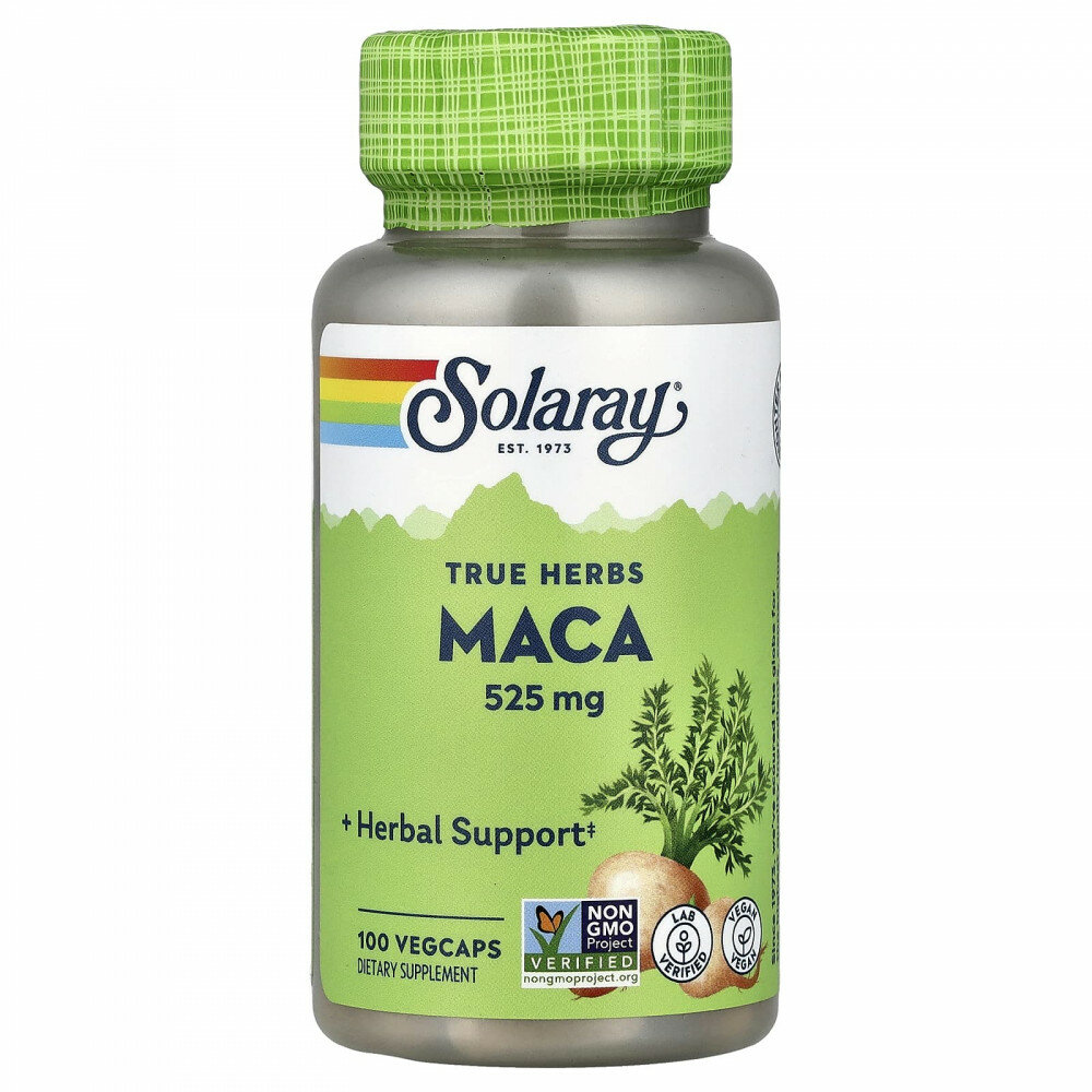Solaray, True Herbs, мака, 525 мг, 100 вегетарианских капсул