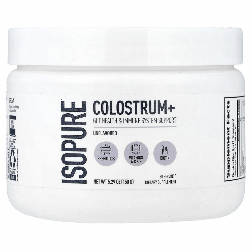 Isopure, Colostrum+, молозиво, без добавок, 150 г (5,29 унции)