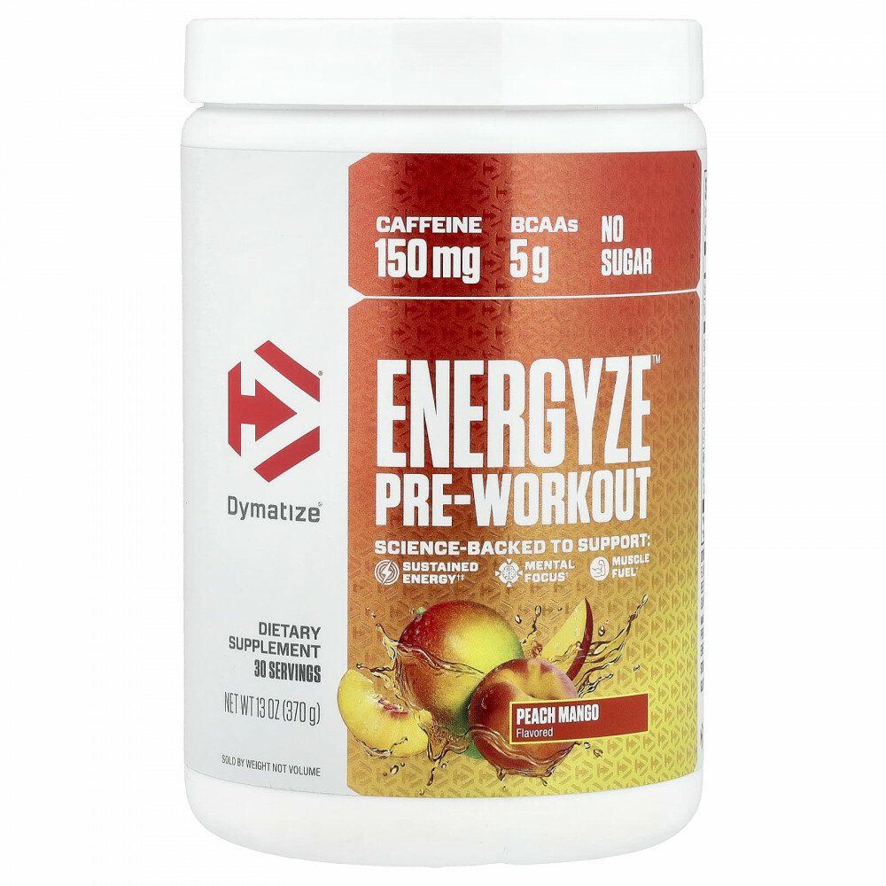 Dymatize, предтренировочный комплекс Energyze™, персик и манго, 370 г (13 унций)