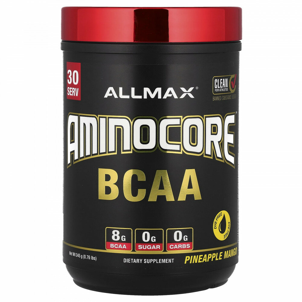 ALLMAX, AMINOCORE™ BCAA, ананас и манго, 345 г (0,76 фунта)