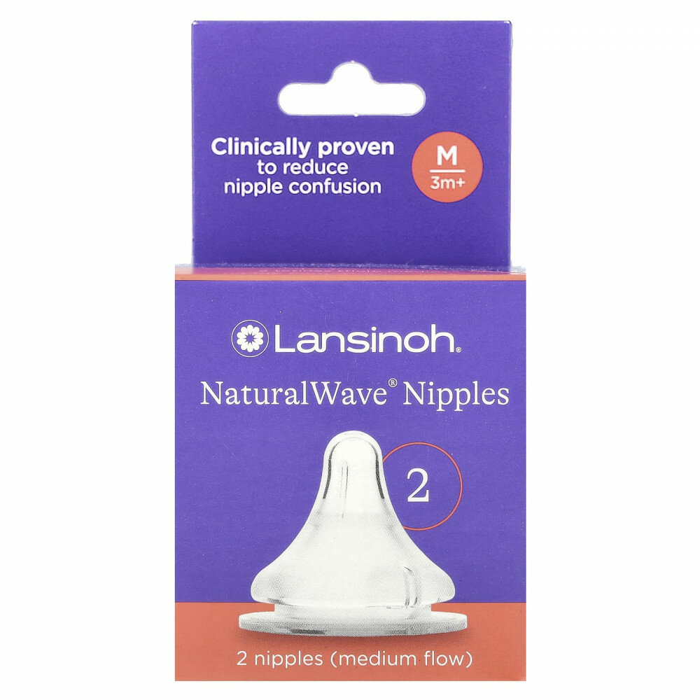 Lansinoh, NaturalWave®, соски от 3 месяцев, средний поток, 2 соски