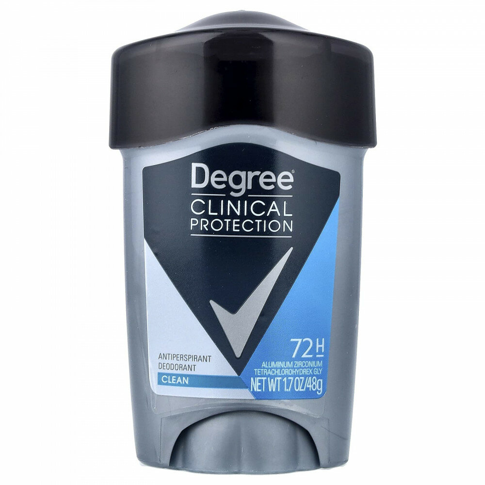 Degree, Clinical Protection, дезодорант-антиперспирант, мягкий твёрдый, чистый, 48 г (1,7 унции)