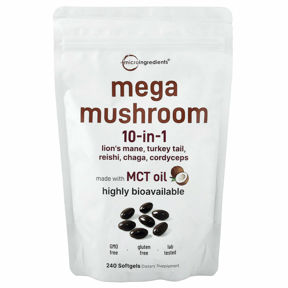 Micro Ingredients, Mega Mushrooms, 10 в 1, 240 капсул
