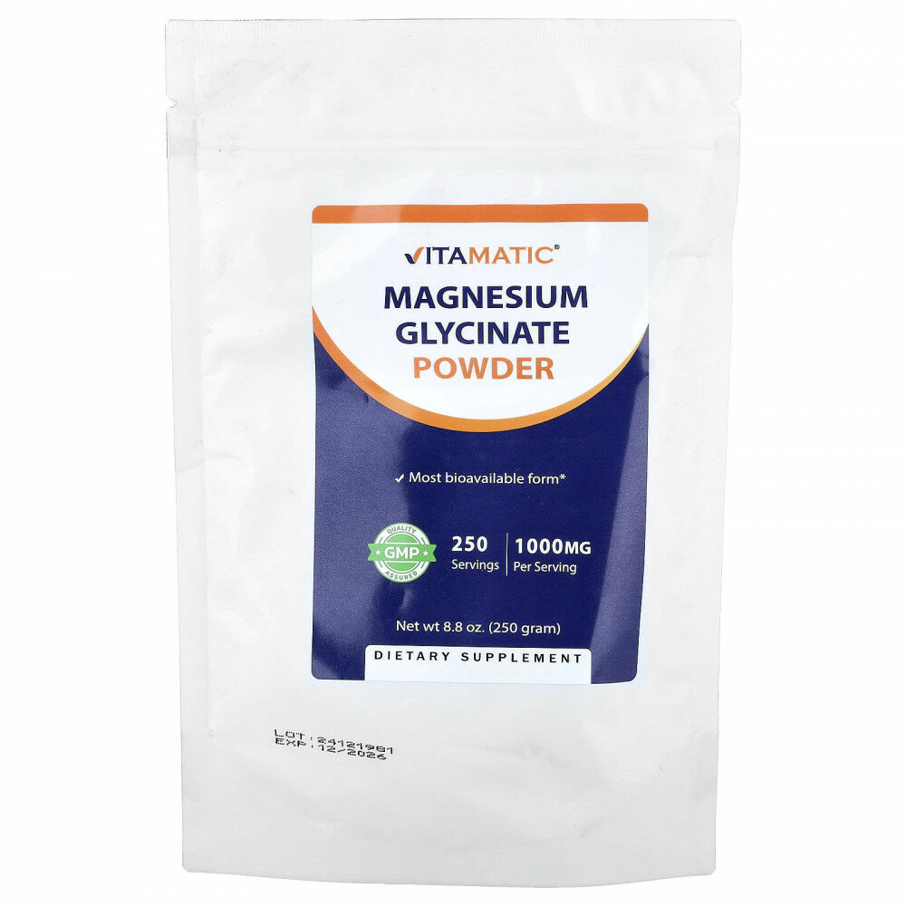 Vitamatic, глицинат магния в порошке, 250 г