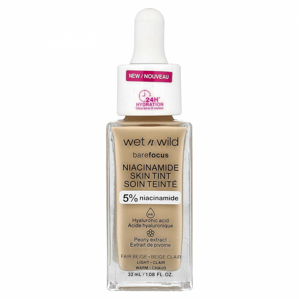 Wet n wild, Barefocus, тональный тинт с никотинамидом, 1116089 светлый бежевый, 32 мл (1,08 жидк. унции)