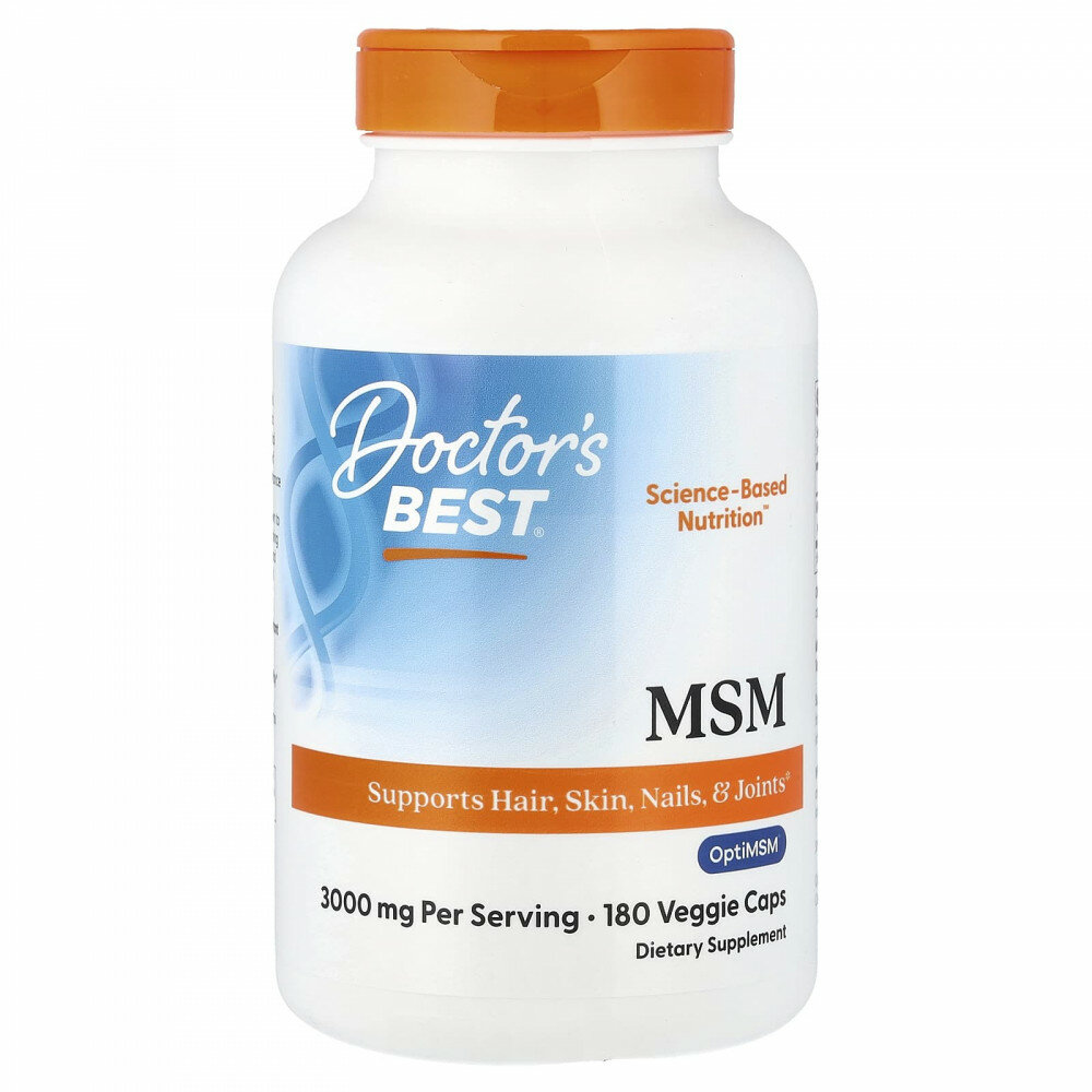 Doctor's Best, МСМ, 180 растительных капсул (1000 мг в 1 капсуле)
