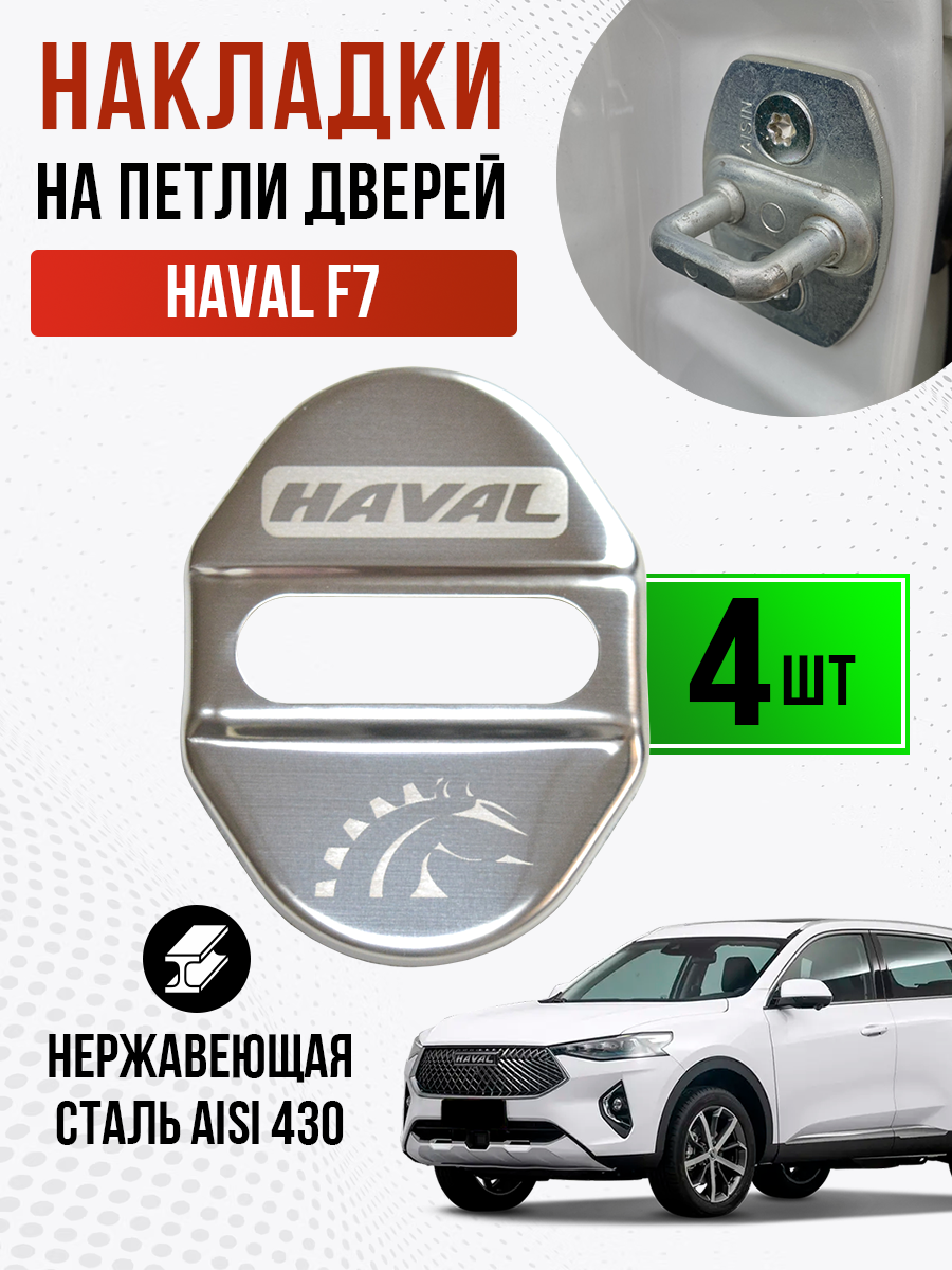 Защитные накладки на петли замков дверей Хавал F7 / Haval F7 (2018-2026)