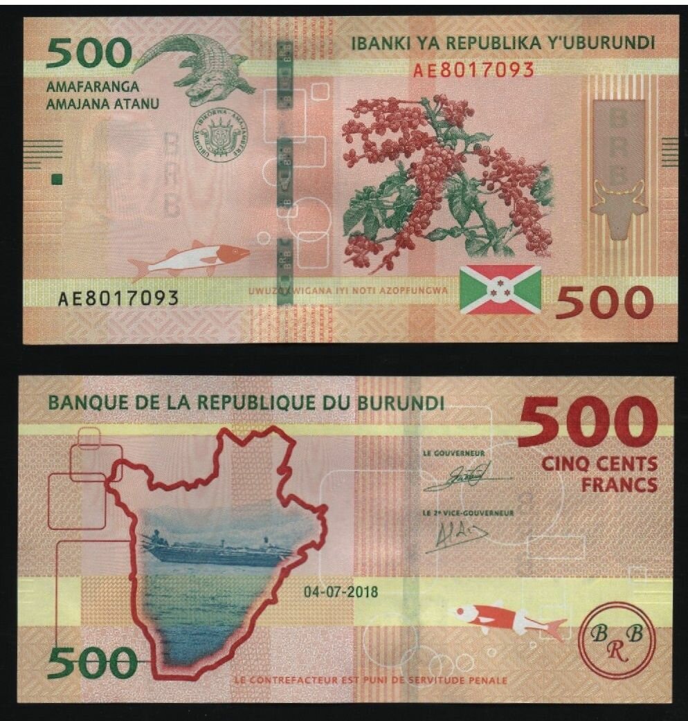 Бурунди, 500 франков 2018г. Оригинал/ Из пачки