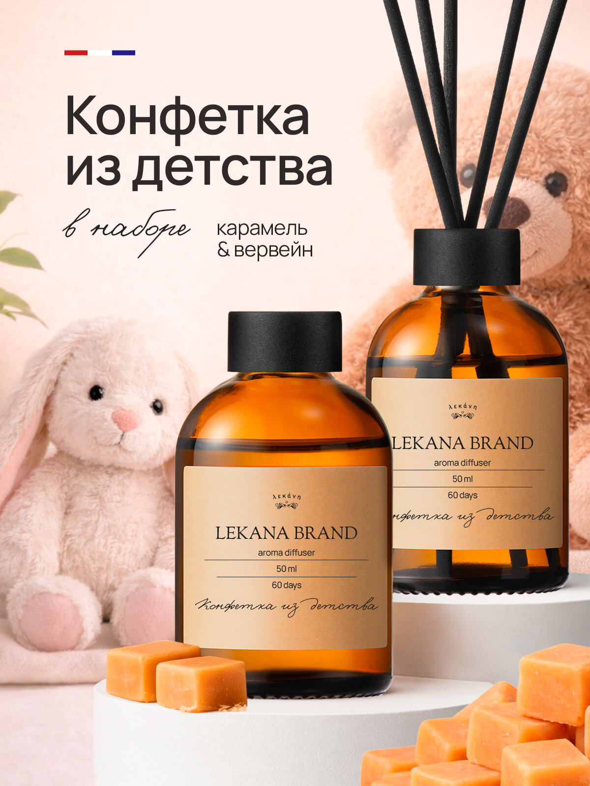 Набор диффузоров "Янтарь без воска «Конфетка из детства", объём 2*50 мл, LEKANA BRAND