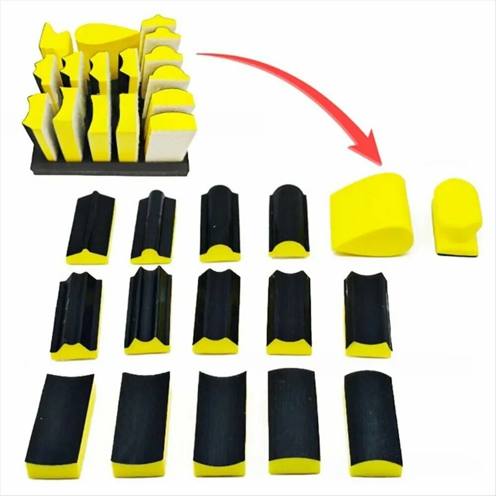 Набор шлифовальных брусков для ручной шлифовки, сменные бруски различной выпуклой и вогнутой формы с застежкой-липучкой.