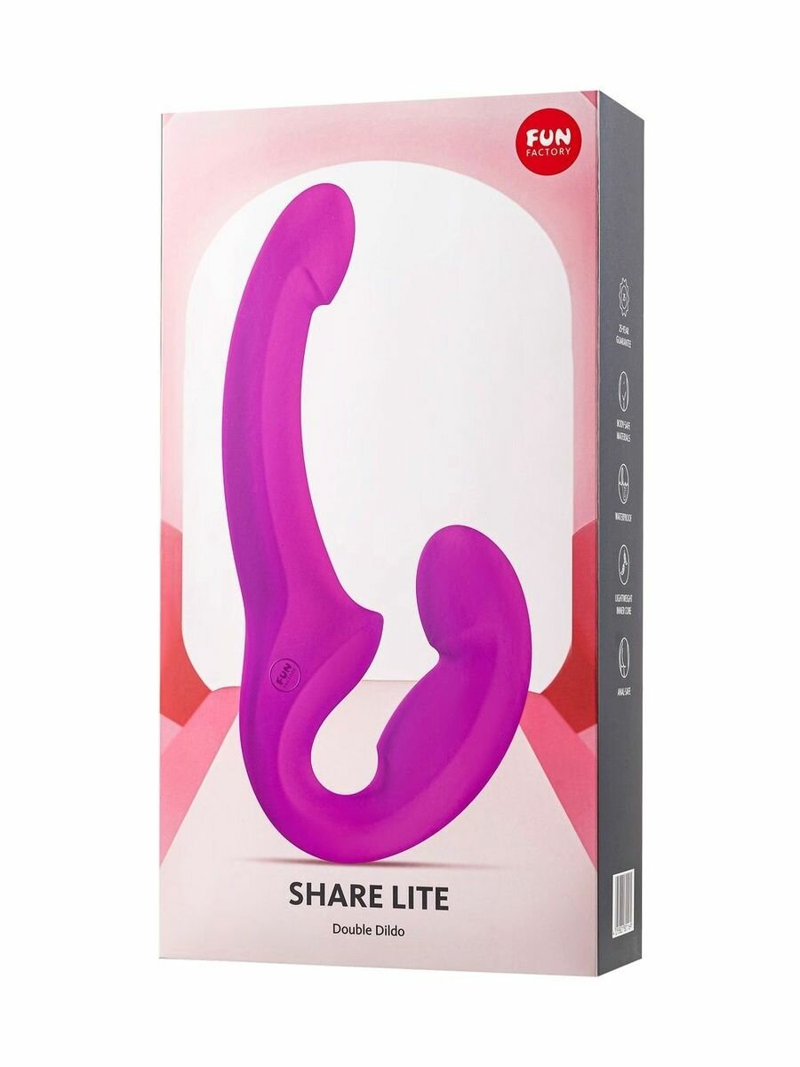 Безремневой Страпон Fun Factory "SHARE LITE", для двоих, 100 % силикон, малиновый