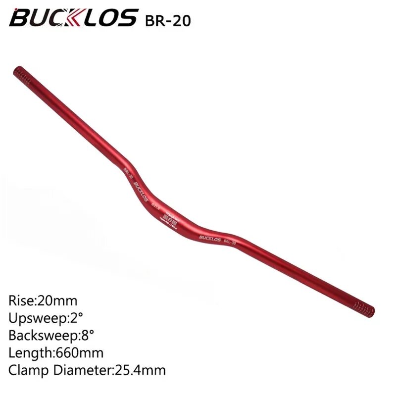 BUCKLOS черный горизонтальный руль из алюминиевого сплава 25,4 мм Красный, 660mm-20mm Rise
