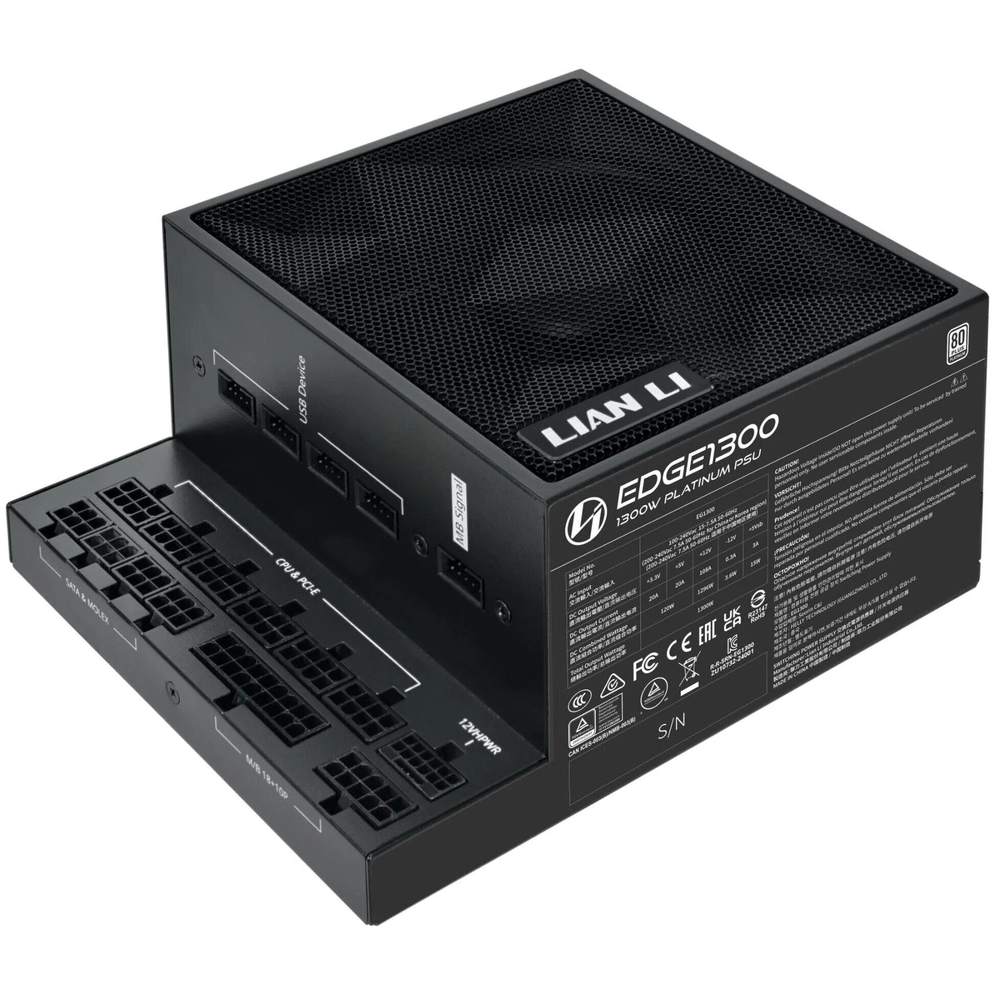 Блок питания Lian-Li ATX 1300W EDGE1300 Gen.5 80+ platinum (20+4pin) APFC 120mm fan 16xSATA Cab Mana