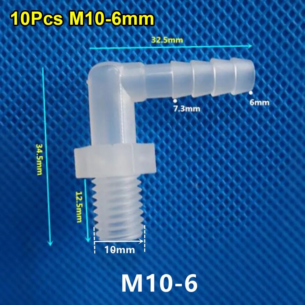 10шт. M10-6мм пластиковый фитинг для шланга