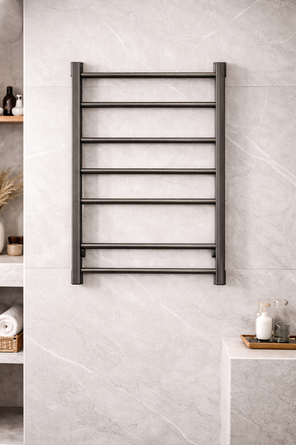 Полотенцесушитель водяной SATURN 80x50 (см) цвет Оружейная сталь