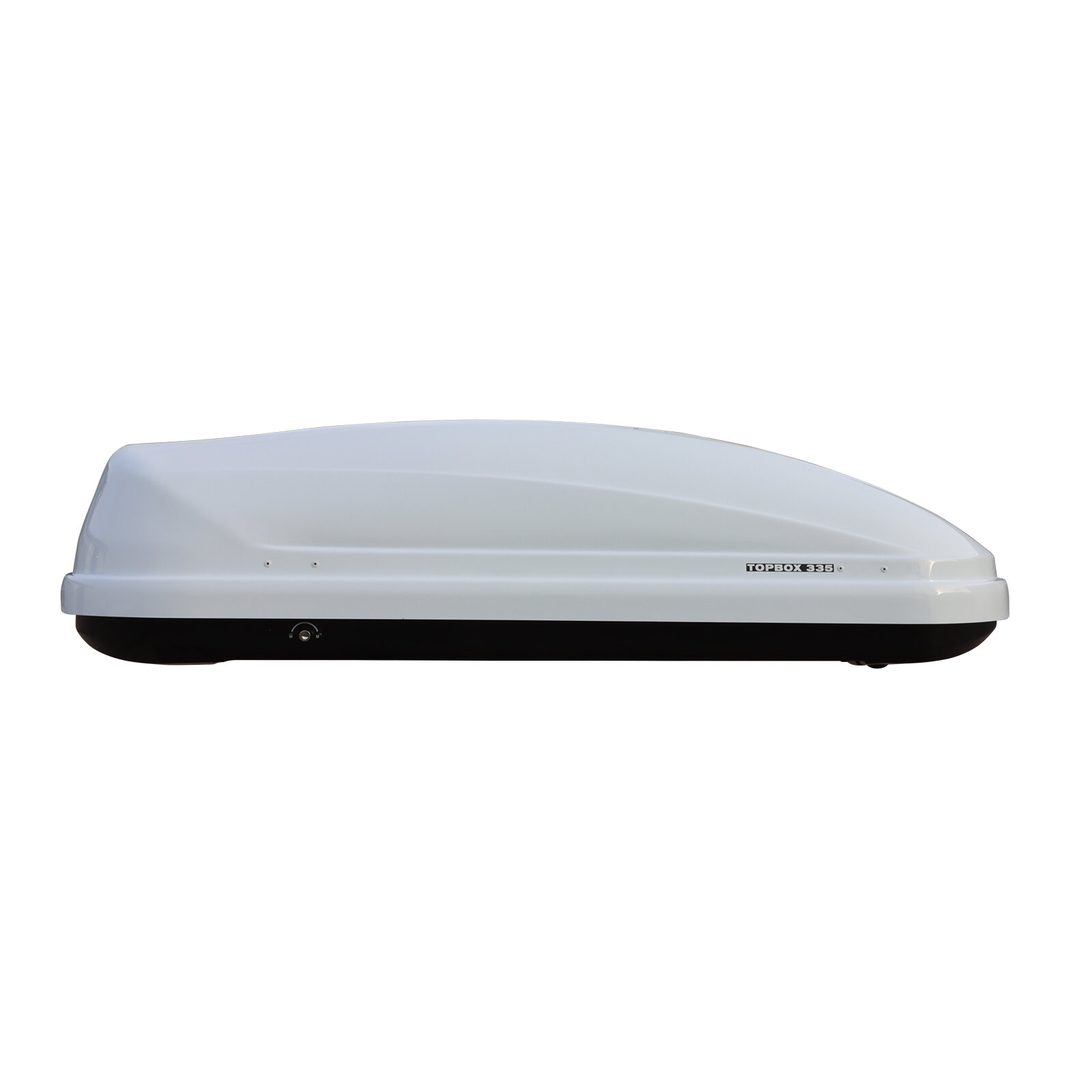 Автобокс на крышу Евродеталь TOPBOX 335 white glossy, белый глянцевый, 335 литров, 150х74х39 см. Двухсторонний. П-скоба