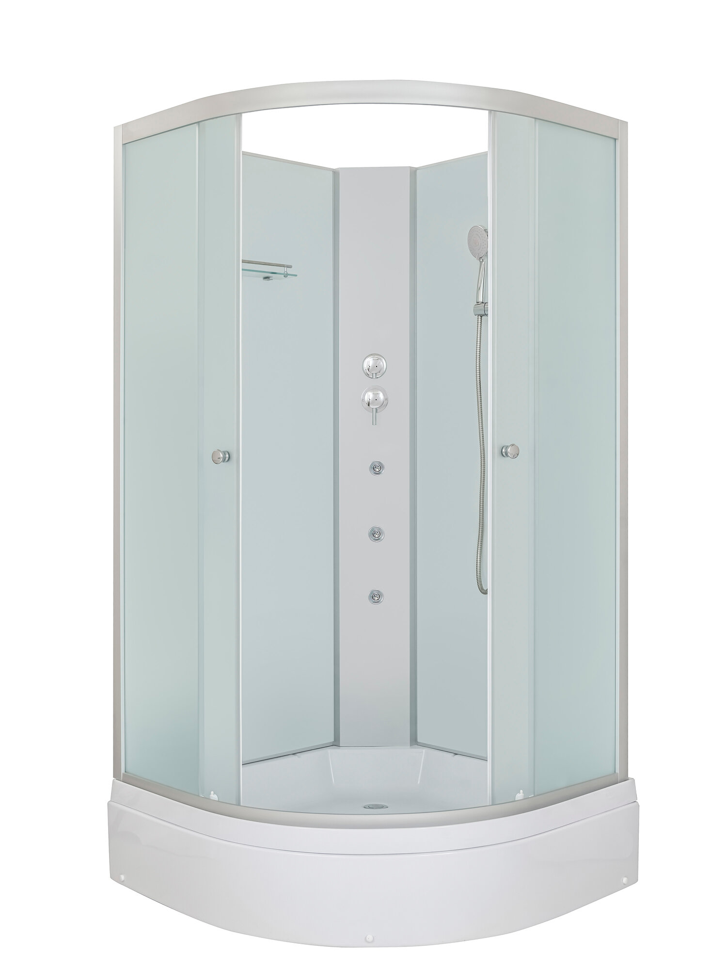 Душевая кабина DTO без крыши с средним поддоном и гидромассажем, матовое стекло, 100х100х200 см, серия LM