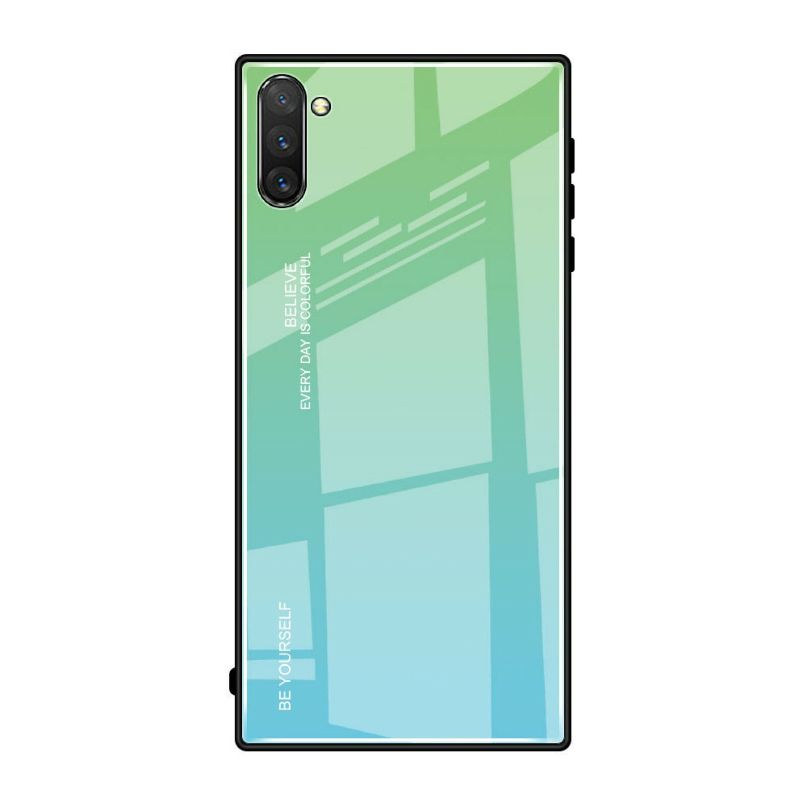 Чехол-бампер MyPads для Samsung Galaxy Note 10+ Plus из закаленного стекла с градиентным зеркальным блеском зеленого цвета