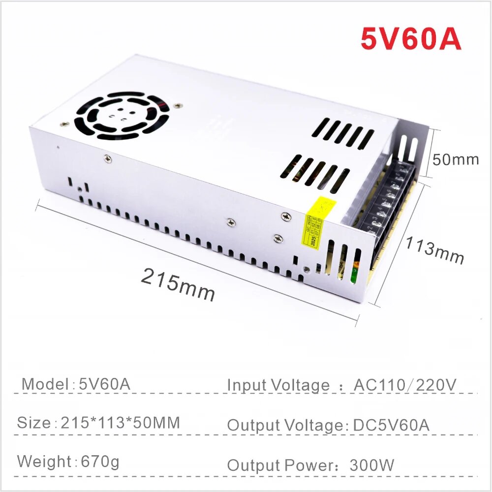 Блок питания 5В 60А 300Вт AC110/220V