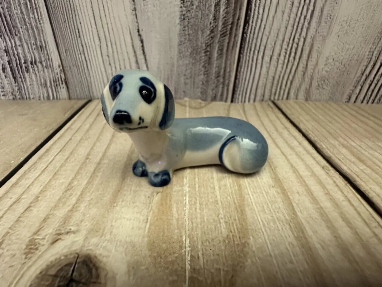 Статуэтка Собачка Такса Гжель Фарфор винтажная