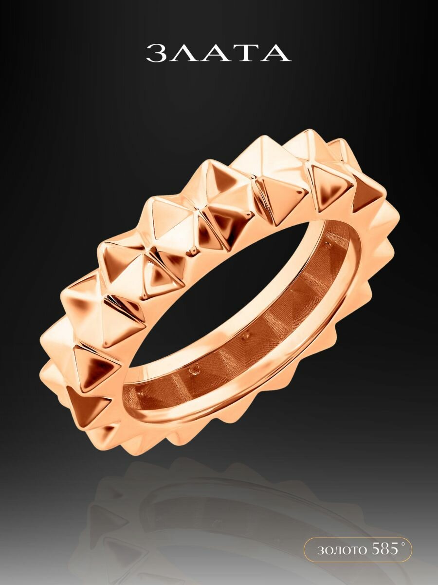 Кольцо широкое, красное золото, 585 проба