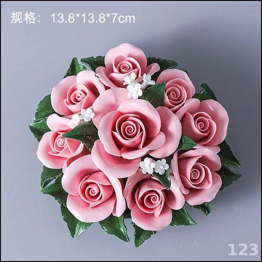 Декоративная фигурка в виде букета роз, керамика, 13.8*13.8*7 см