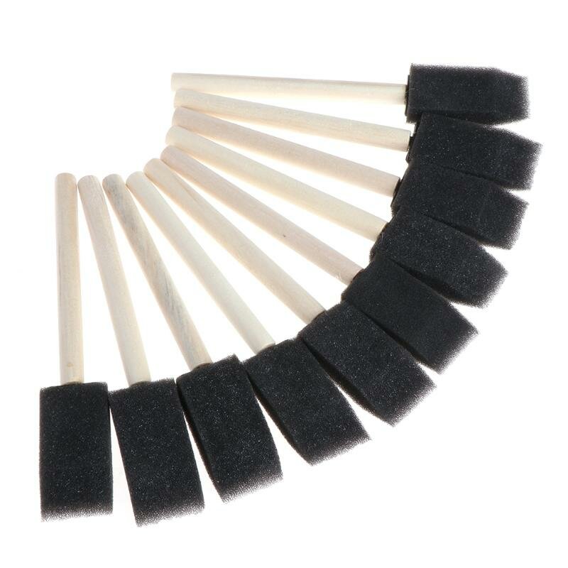 Губчатые кисти с деревянной ручкой, 10 шт, Черный