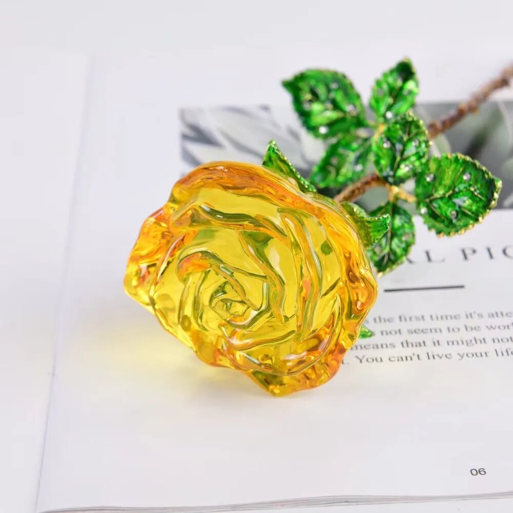 Хрустальная роза YM store желтого цвета для украшения вазы и подарка ко Дню Святого Валентина