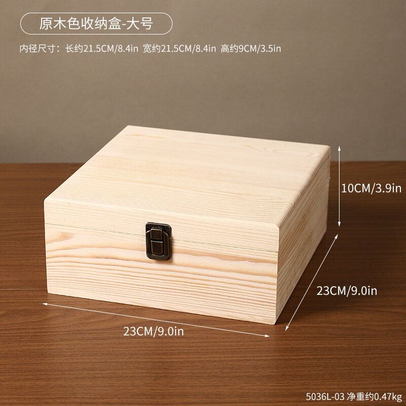Деревянный ящик для хранения с откидной крышкой, деревянная подарочная упаковочная коробка, прямоугольный деревянный ящик для хранения, сундук для сокровищ.