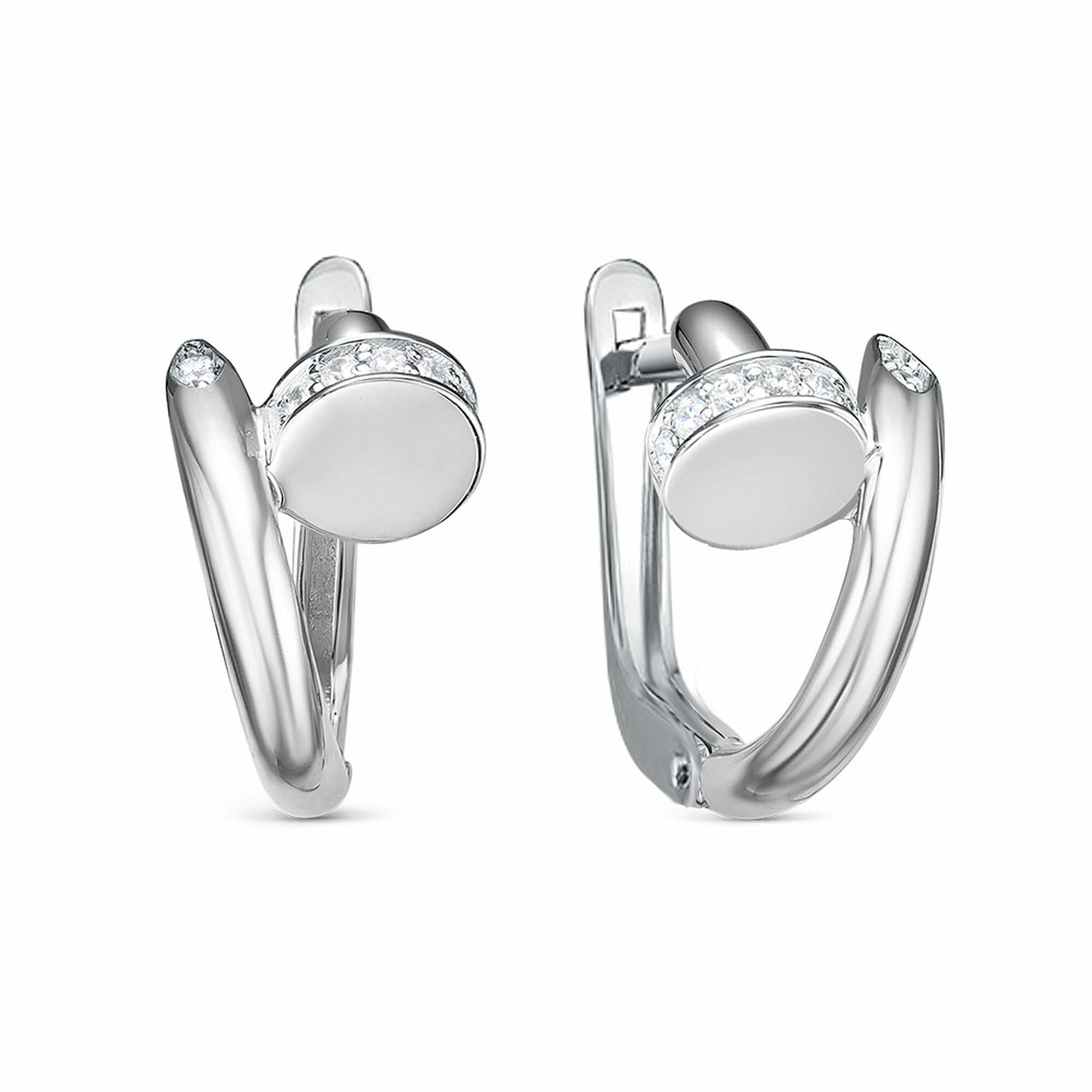 Серьги, серебро, 925 проба, родирование, фианит