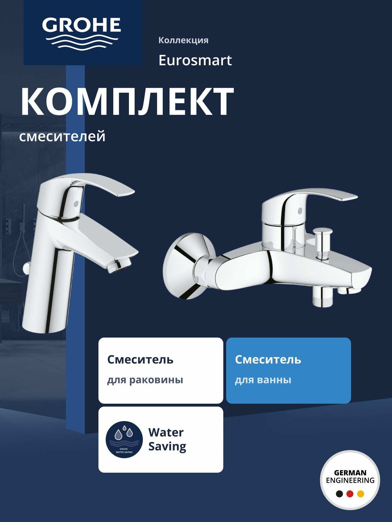 Комплект смесителей GROHE Eurosmart, хром (NB0066)