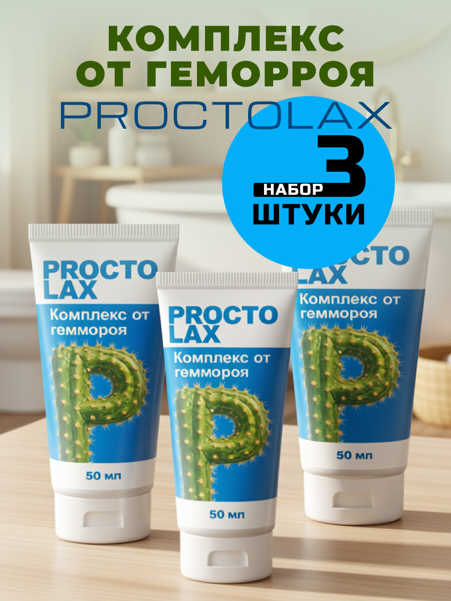 Proctolax: крем для профилактики геморроя, снимает воспаление, натуральный состав, 3 шт. по 50 мл