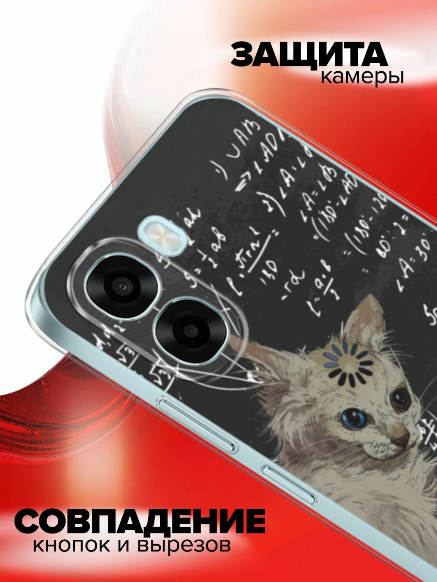 Силиконовый чехол на Oppo A6x / Оппо A6x с принтом Кот размышляет — фото 1