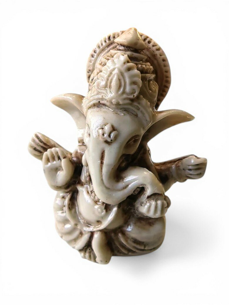Статуэтка ганеш С нимбом R214 (полистоун под кость, высота 6,5 см.), 1 шт.