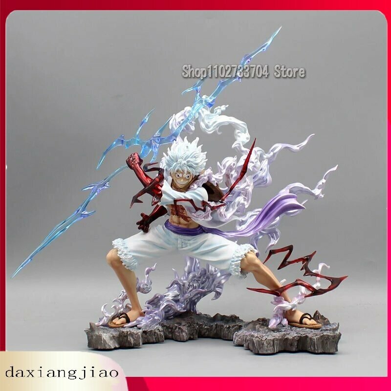 Эксклюзивная ПВХфигурка Луффи в Gear 5 Nika от Bandai, модель Thunderbolt Sun God, 28 сантиметров, белого цвета