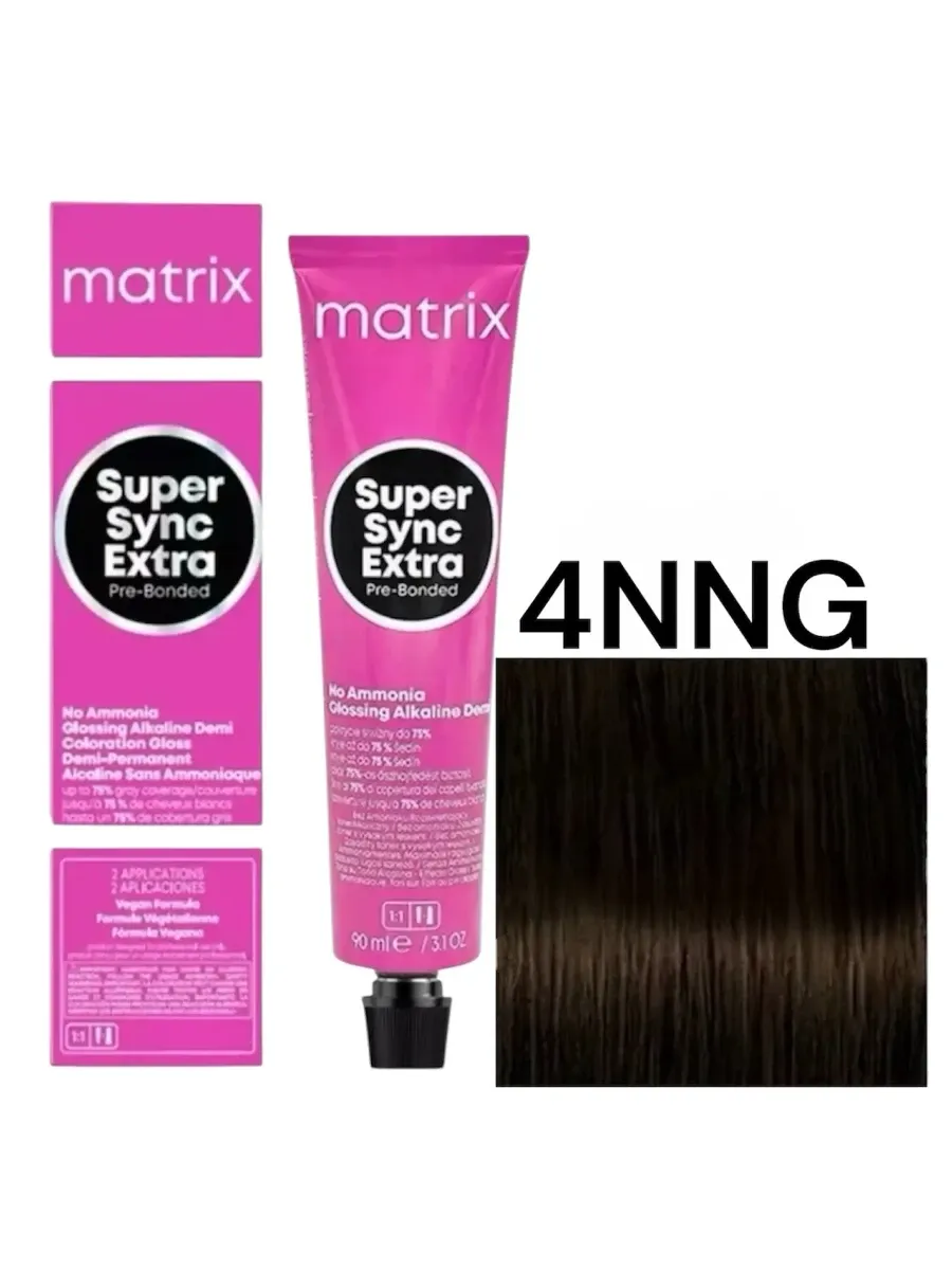 Краска для волос Matrix Super Sync Pre-Bonded, Деми-перманентный краситель для волос, 4NNG