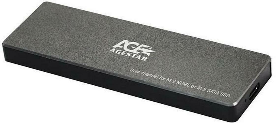 Внешний контейнер AgeStar 31UBVS6C M.2 NVMe/SATA, алюминий, черный, 2280