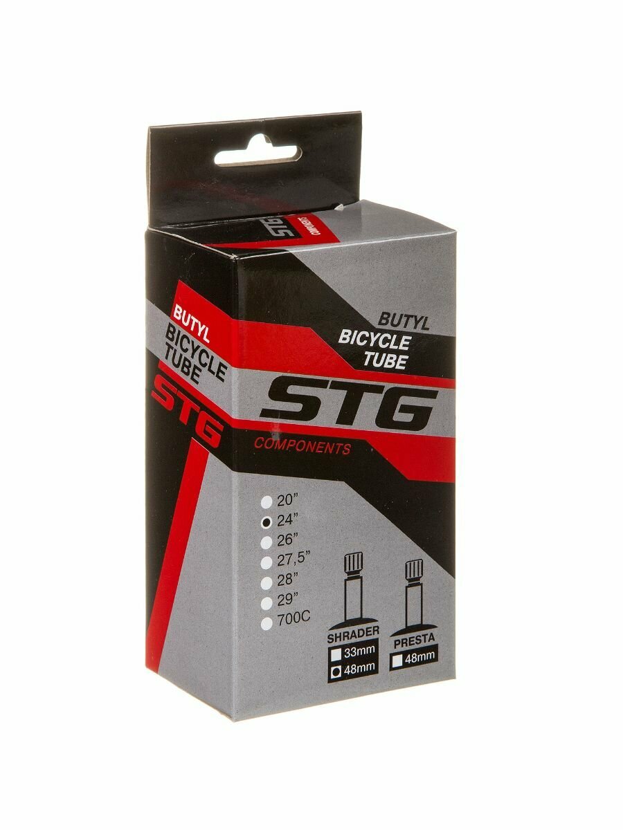 Камера велосипедная 24 дюйма STG (бутил) 24х1,75/1,95 ниппель AV автомобильный 48мм
