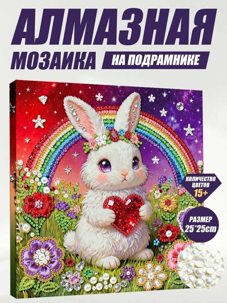 Алмазная живопись в рамке, 25*25*1,5 см, поделка своими руками.