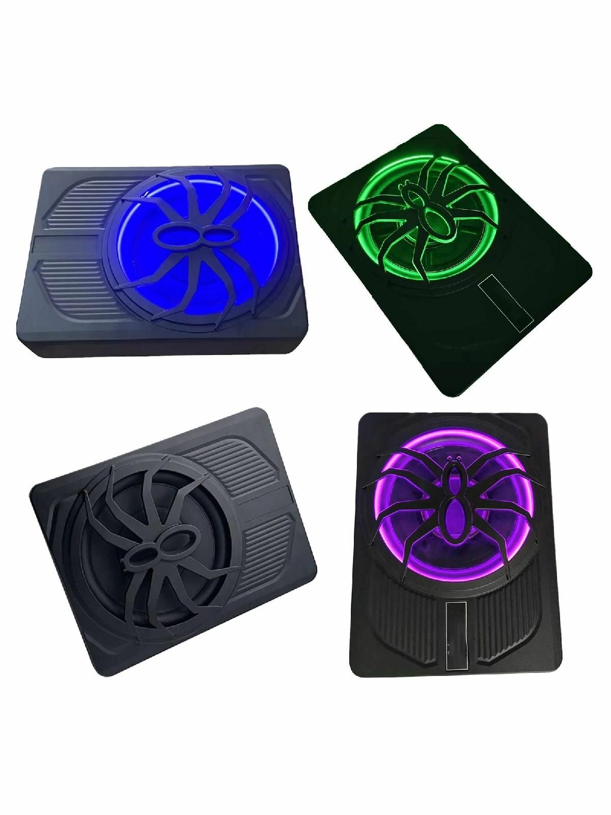 (1 комплект) Универсальный активный сабвуфер для авто - с зеленой подсветкой