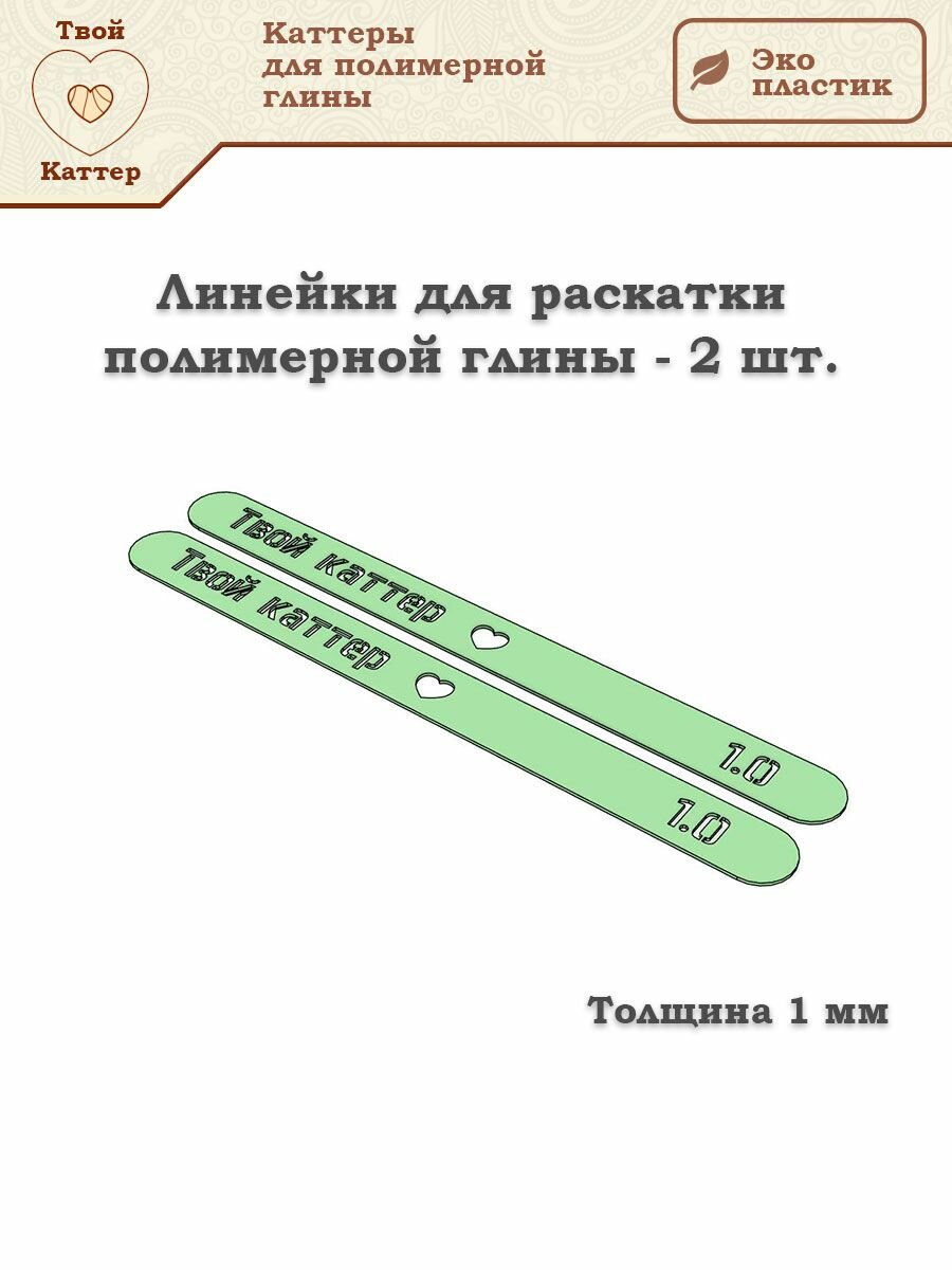 Линейки для раскатки полимерной глины - толщина 1 мм (2 шт.)