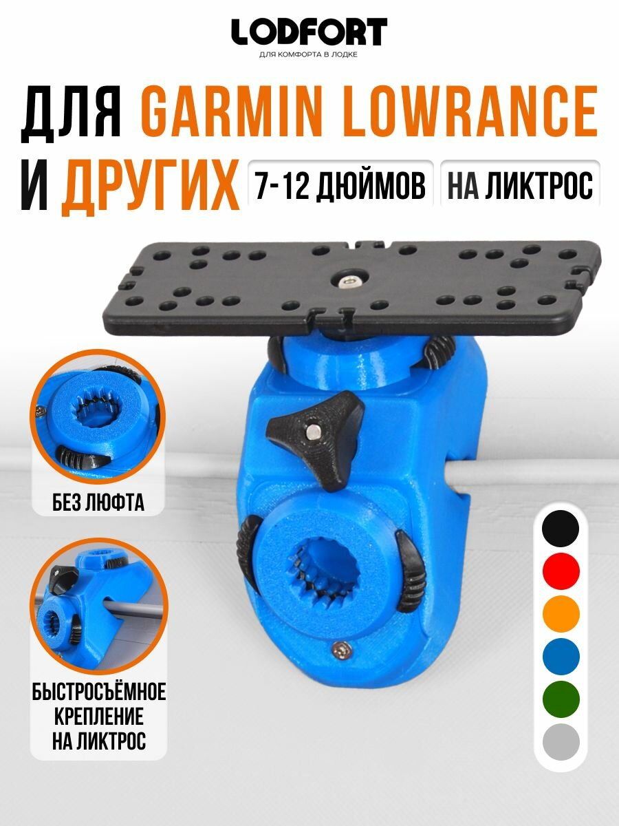 Держатель эхолота Lowrance/Garmin на ликтрос 7", 8", 9", 10", 11", 12" LODFORT универсальный, быстросъёмный