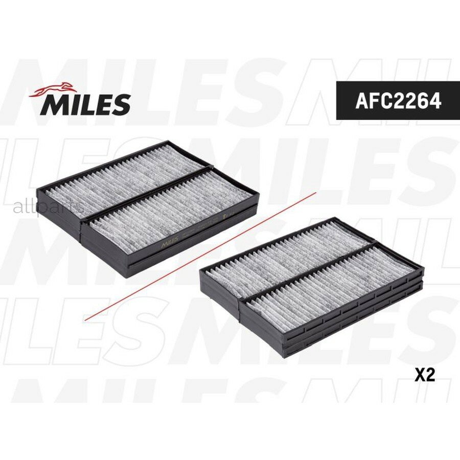 MILES AFC2264 Фильтр салона HYUNDAI SANTA FE 03- (упак.2шт.) угольный