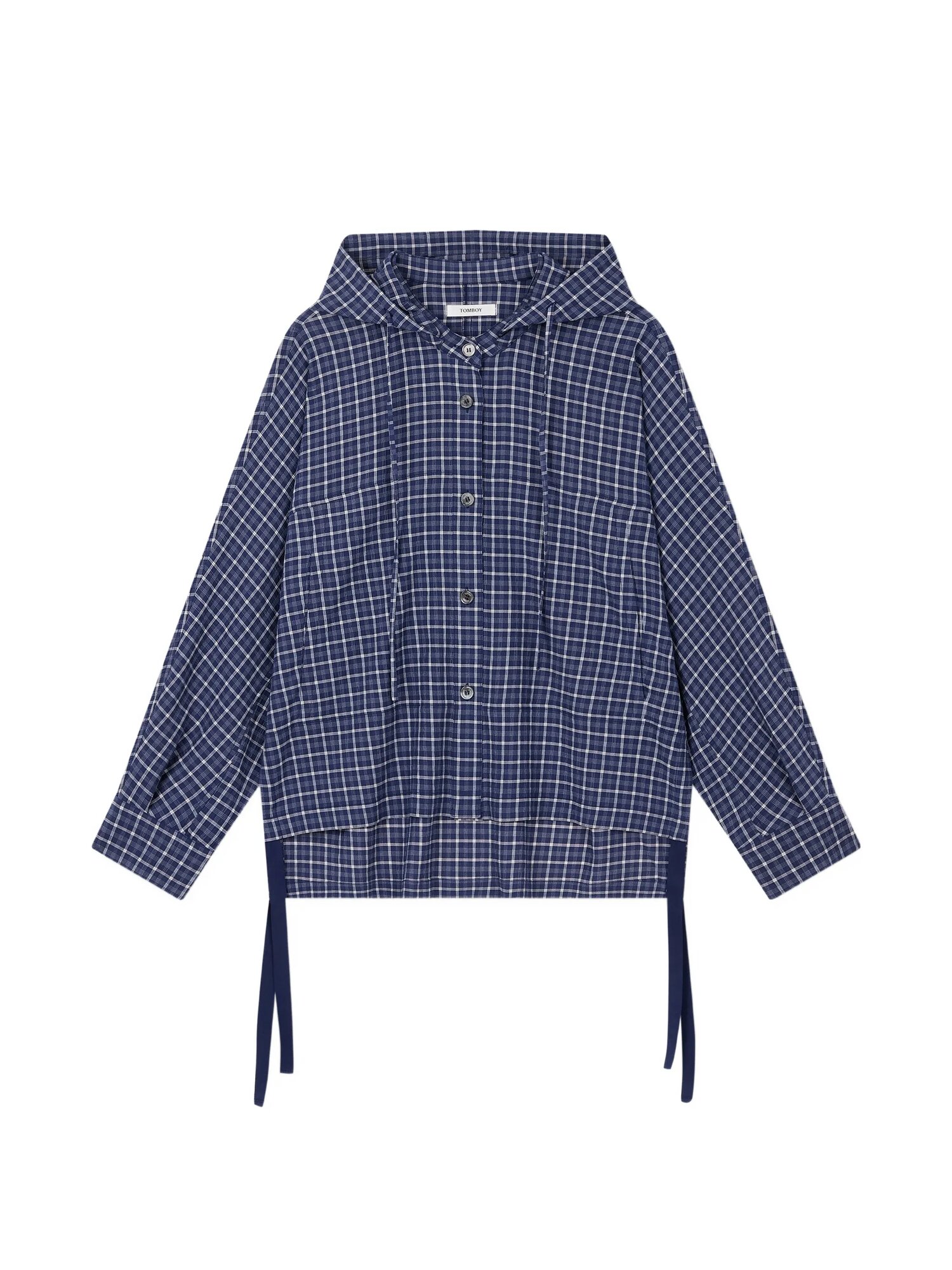 Худи  Check-pattern drawstring-hem hoodie