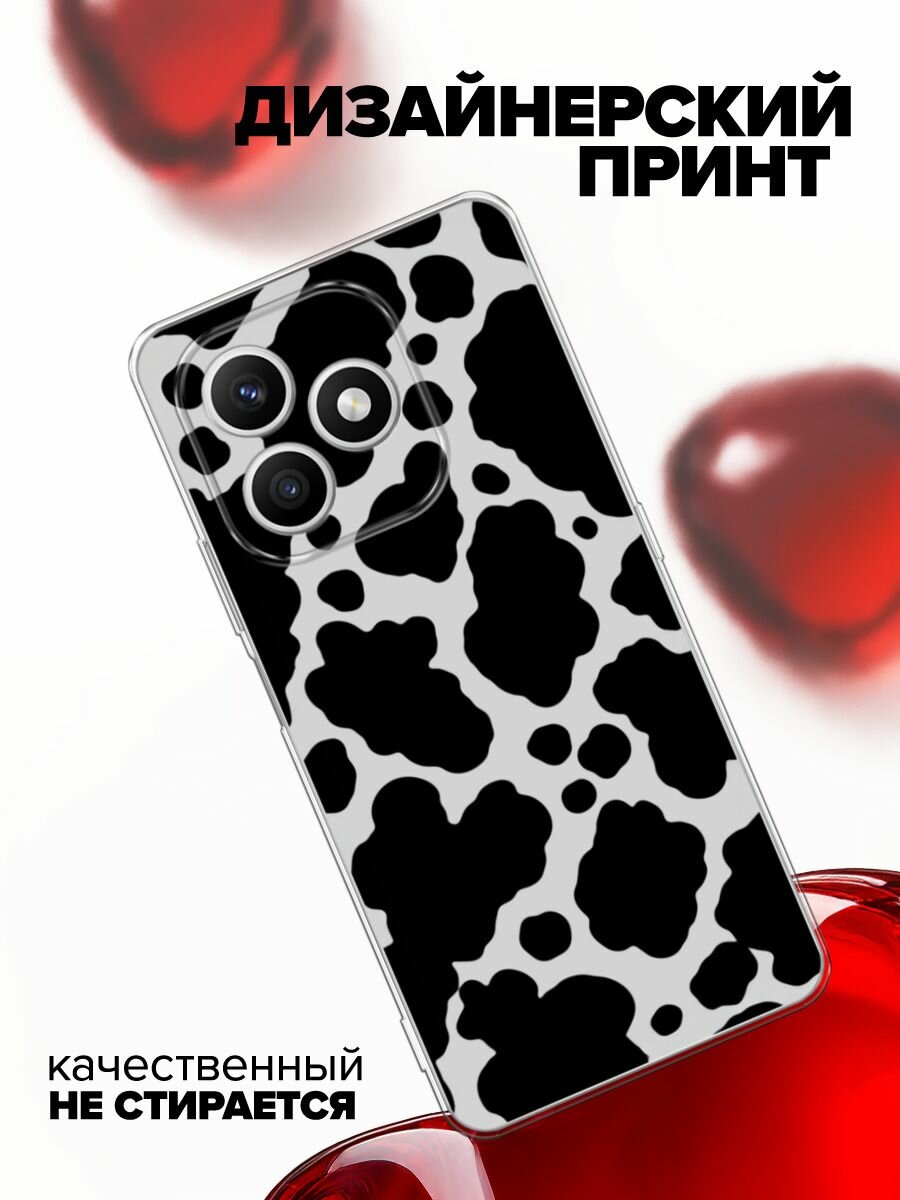 Силиконовый чехол на Honor X8d / Хонор X8d с принтом Черные пятна — фото 1